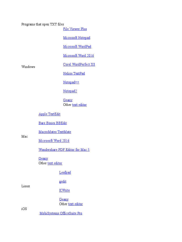 Programs That Open TXT Files | PDF