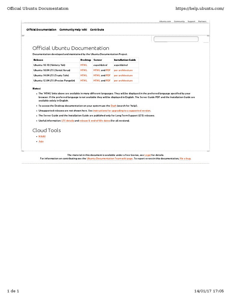 Official Ubuntu Documentation Overview | PDF | Computers