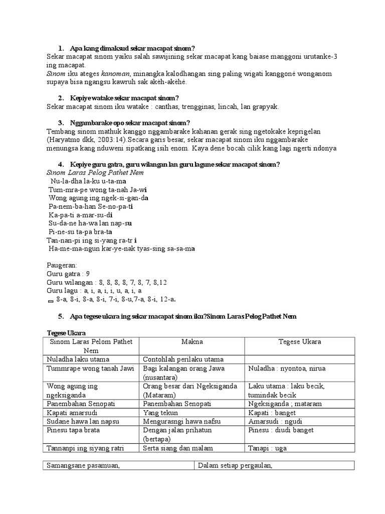 Tembang Sinom | PDF