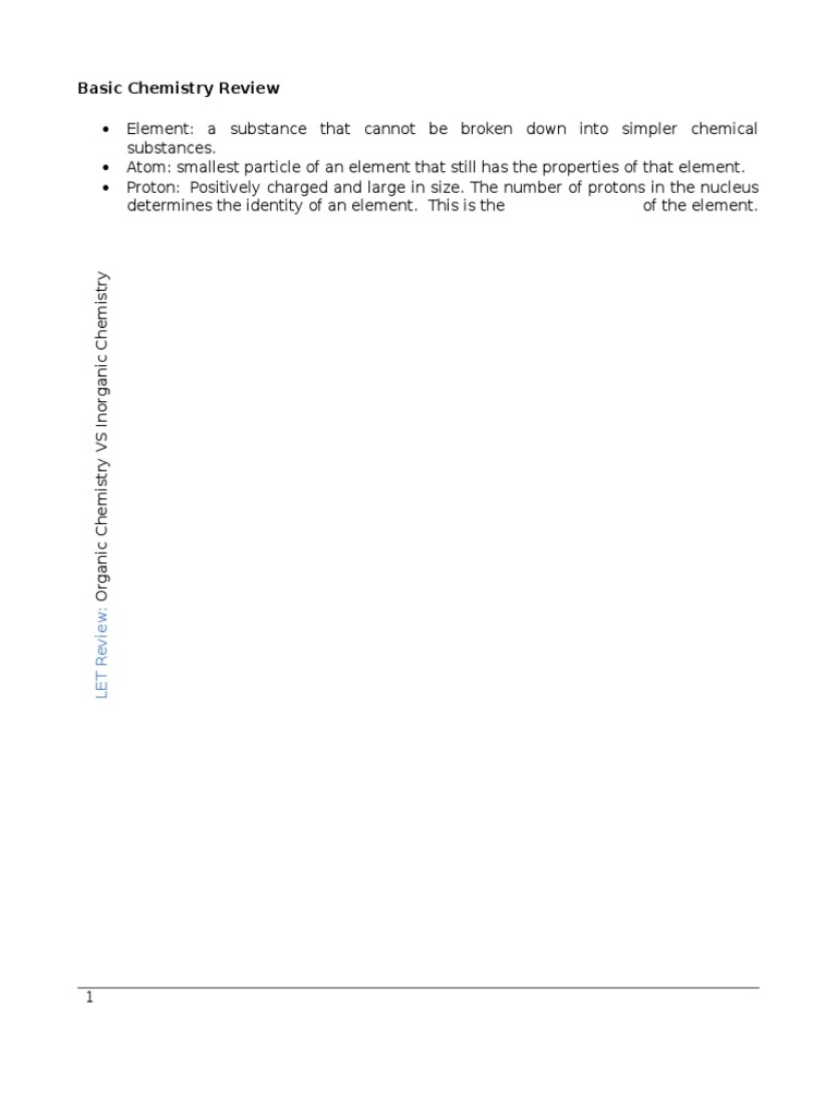 Basic Chemistry Review (Students) | PDF | Atoms | Ph