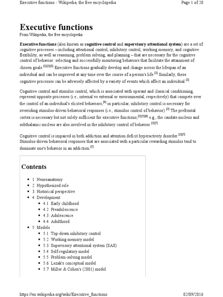 Panorama de Funciones Ejecutivas (Wiki) | PDF | Executive Functions | Prefrontal Cortex