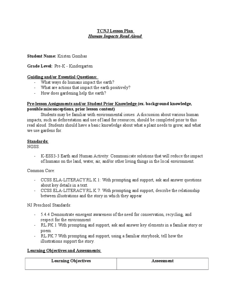 Curious Garden Lesson Plan for Pre-K | PDF | Gardens | Lesson Plan