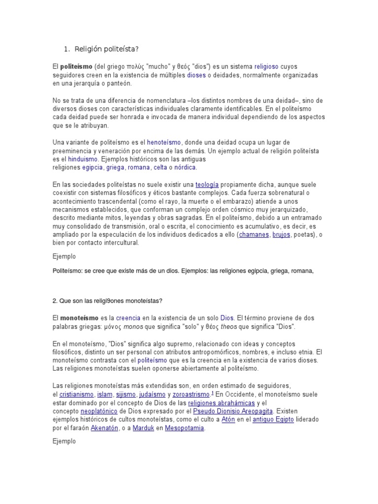 Religión Politeísta | PDF | Politeísmo | Antropología cultural