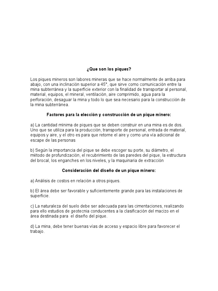 Piques Mineros | PDF | Perforar | Minería