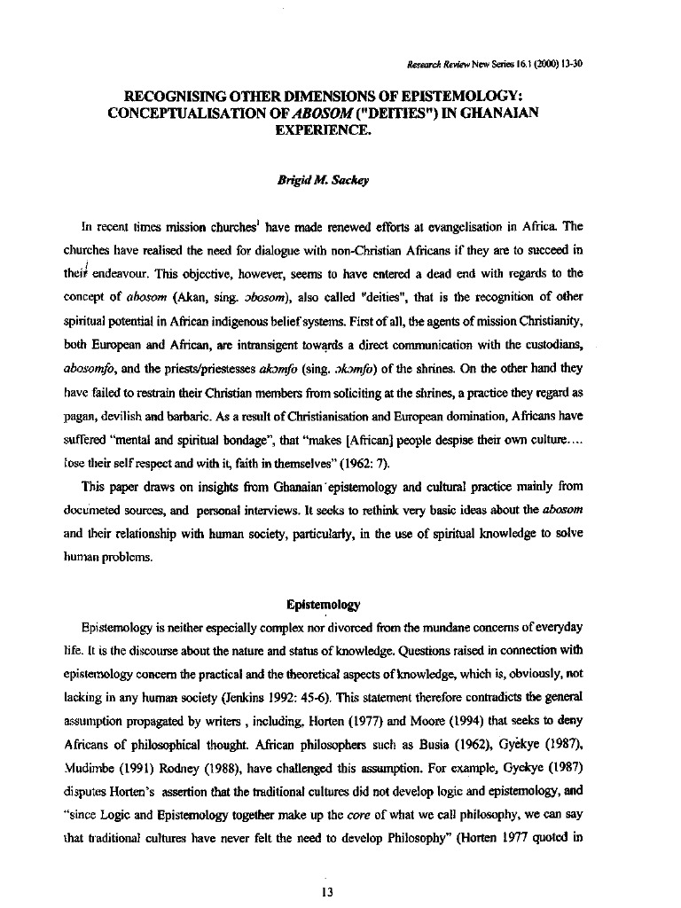 Akan/Ghanaian Traditional Thought and Notions of Gods | PDF | Deities ...