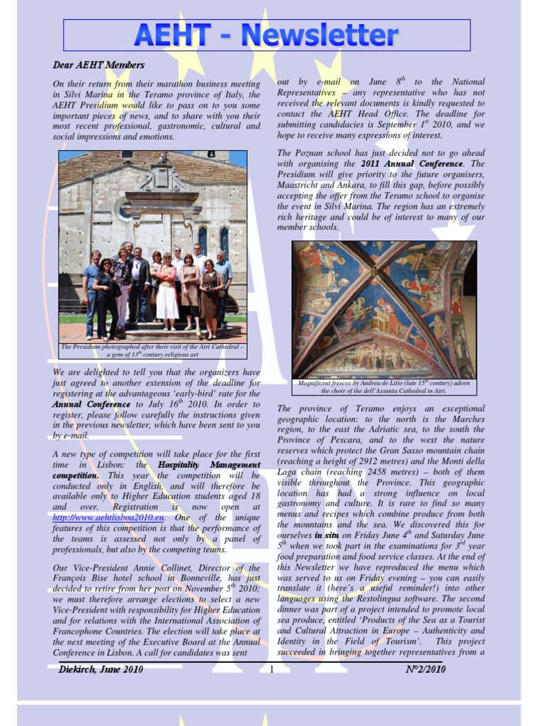 AEHT June 2010 Newsletter Highlights | PDF | Menu | Tourism