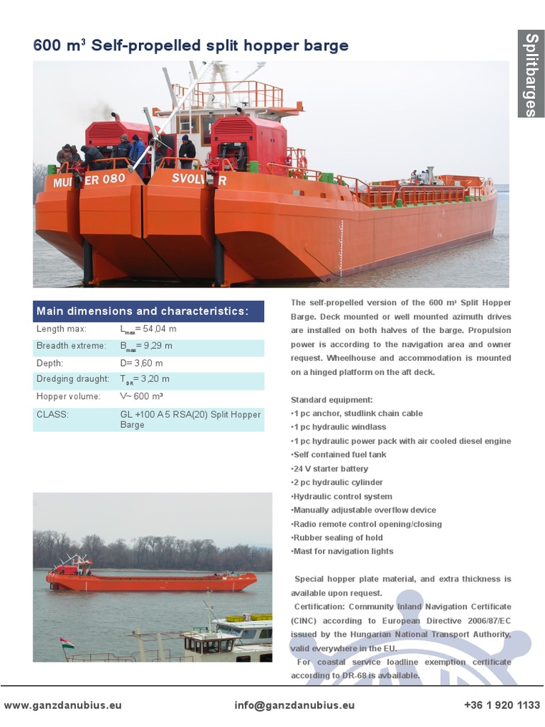 600 M Self-Propelled Split Hopper Barge | PDF | Barge | Vehicle Technology