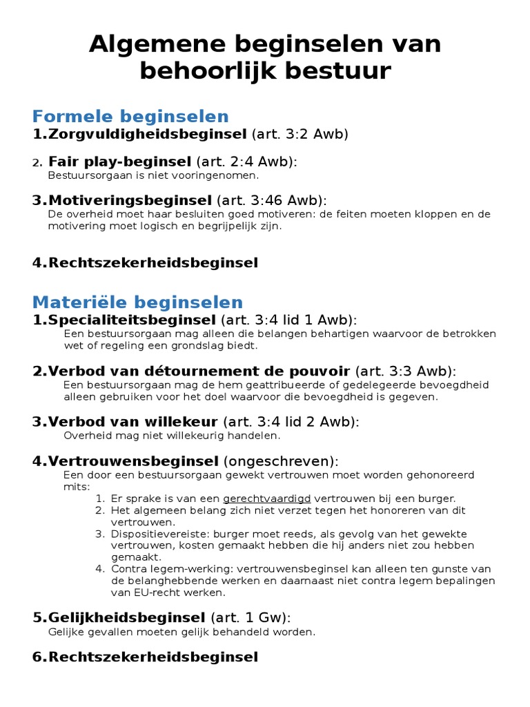 Algemene Beginselen Van Behoorlijk Bestuur | PDF