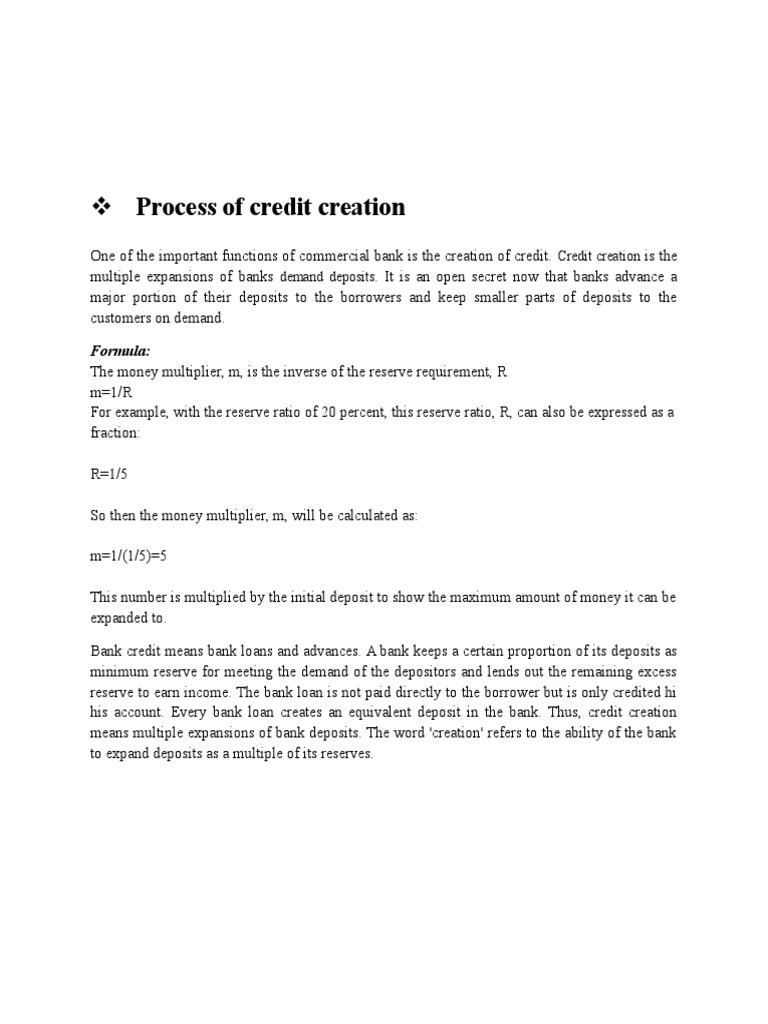Process of Credit Creation | PDF