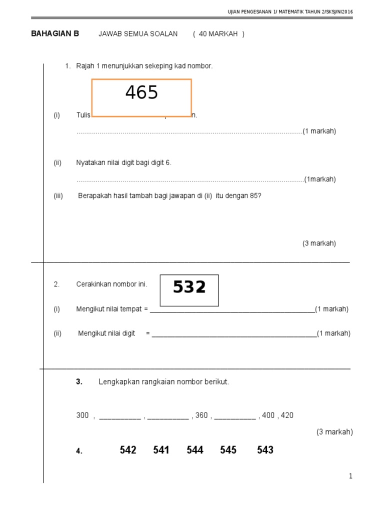 Latihan Matematik Tahun 2 | PDF