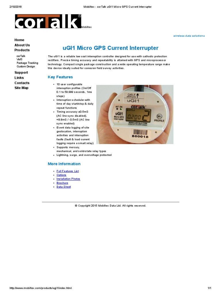 Mobiltex - CorTalk UGI1 Micro GPS Current Interrupter | PDF