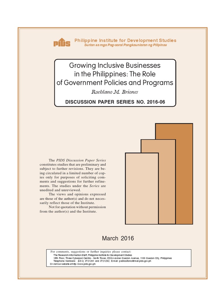 Growing Inclusive Businesses in The Philippines: The Role of Government ...