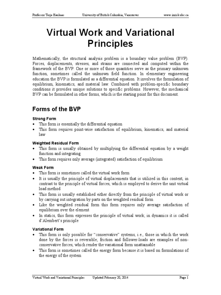Virtual Work and Variational Principles | PDF | Calculus Of Variations | Force