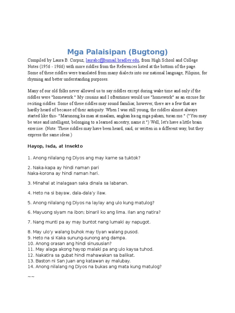 Mga Palaisipan | PDF