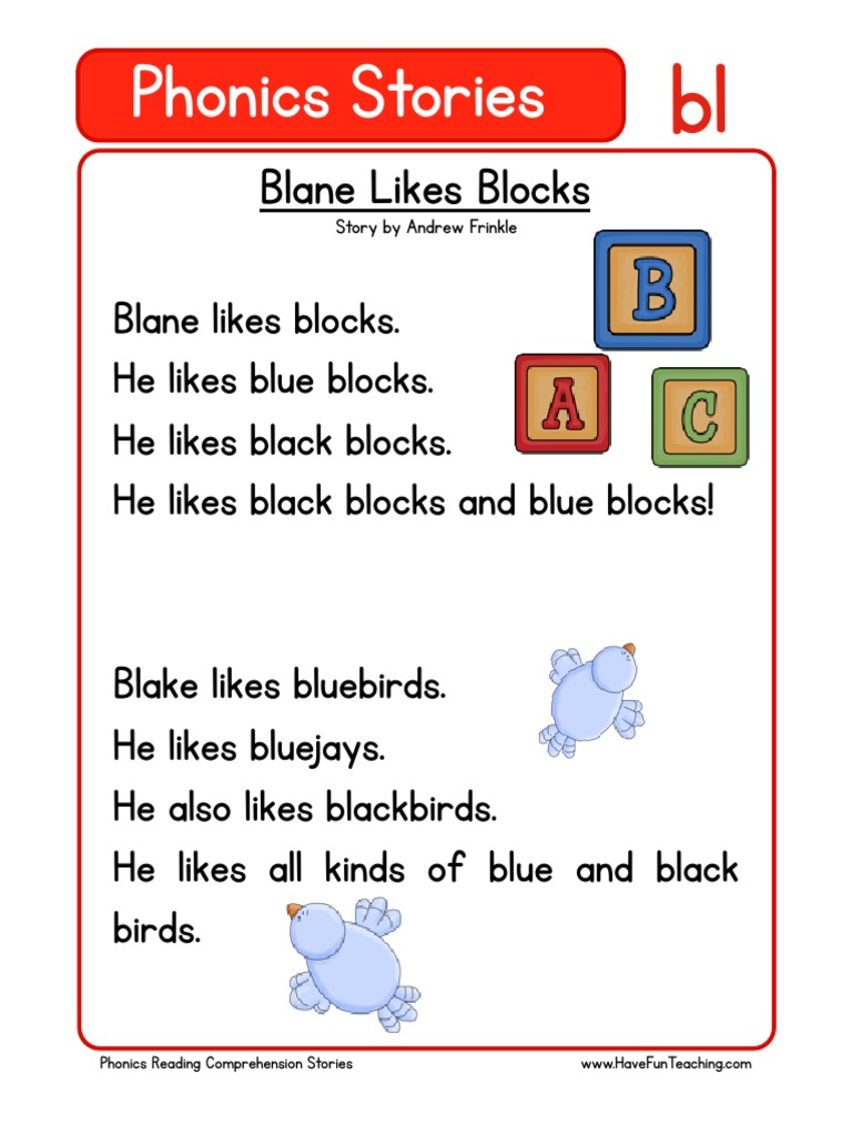 Phonics Stories Comprehension Bl