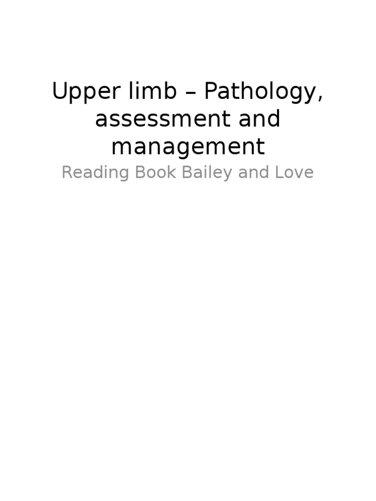 Upper Limb - Pathology, Assessment and Management: Reading Book Bailey ...