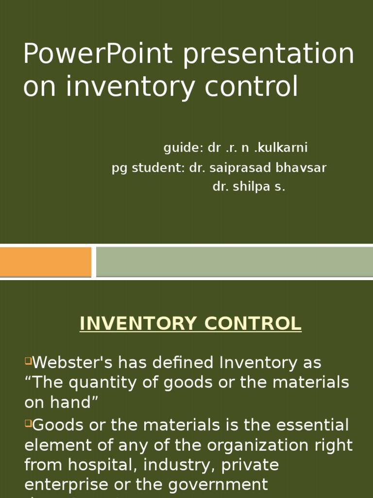 PowerPoint Presentation On Inventory Control | PDF | Inventory ...