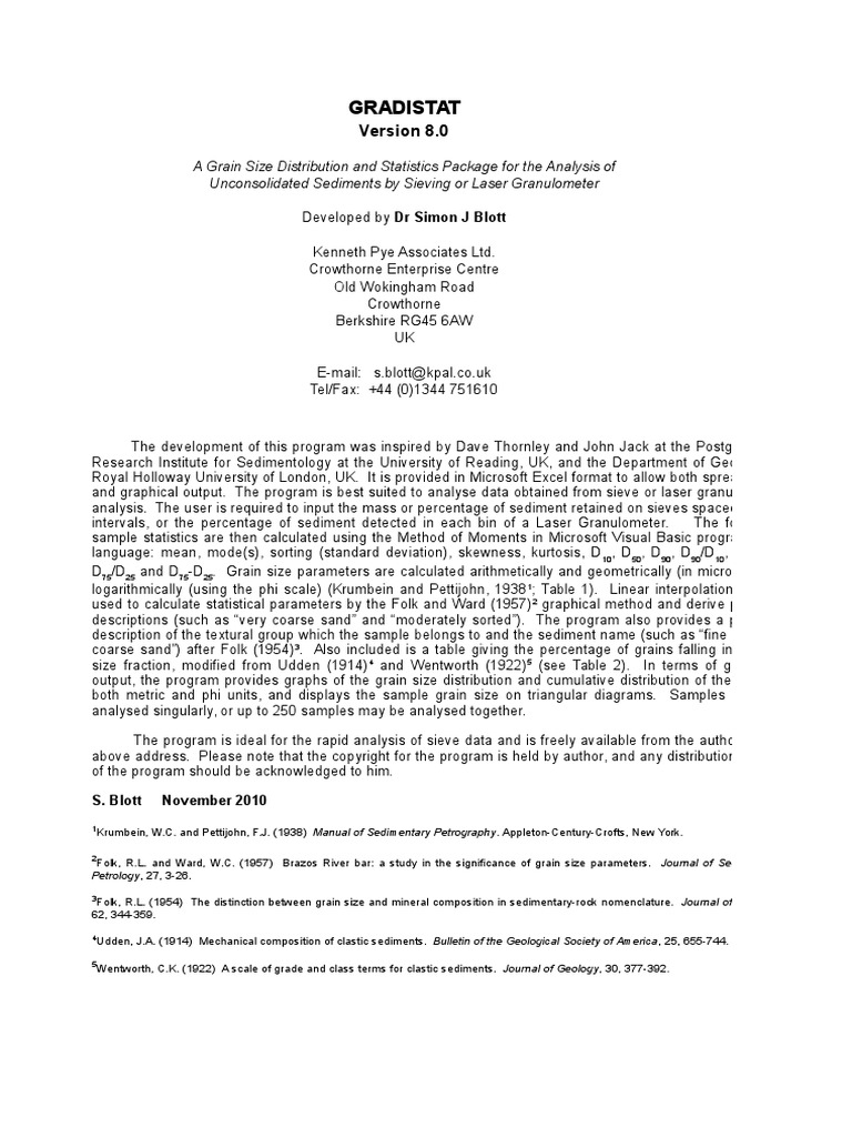 Gradistat | Download Free PDF | Sand | Silt