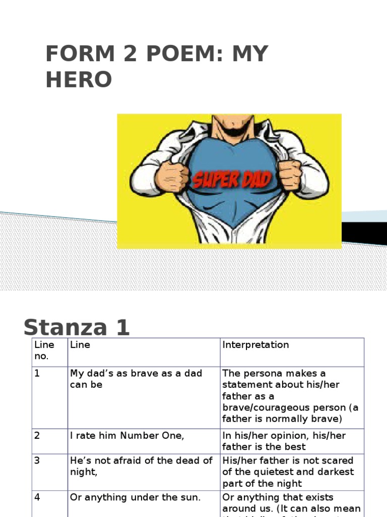 Form 2 Poem: My Hero | PDF