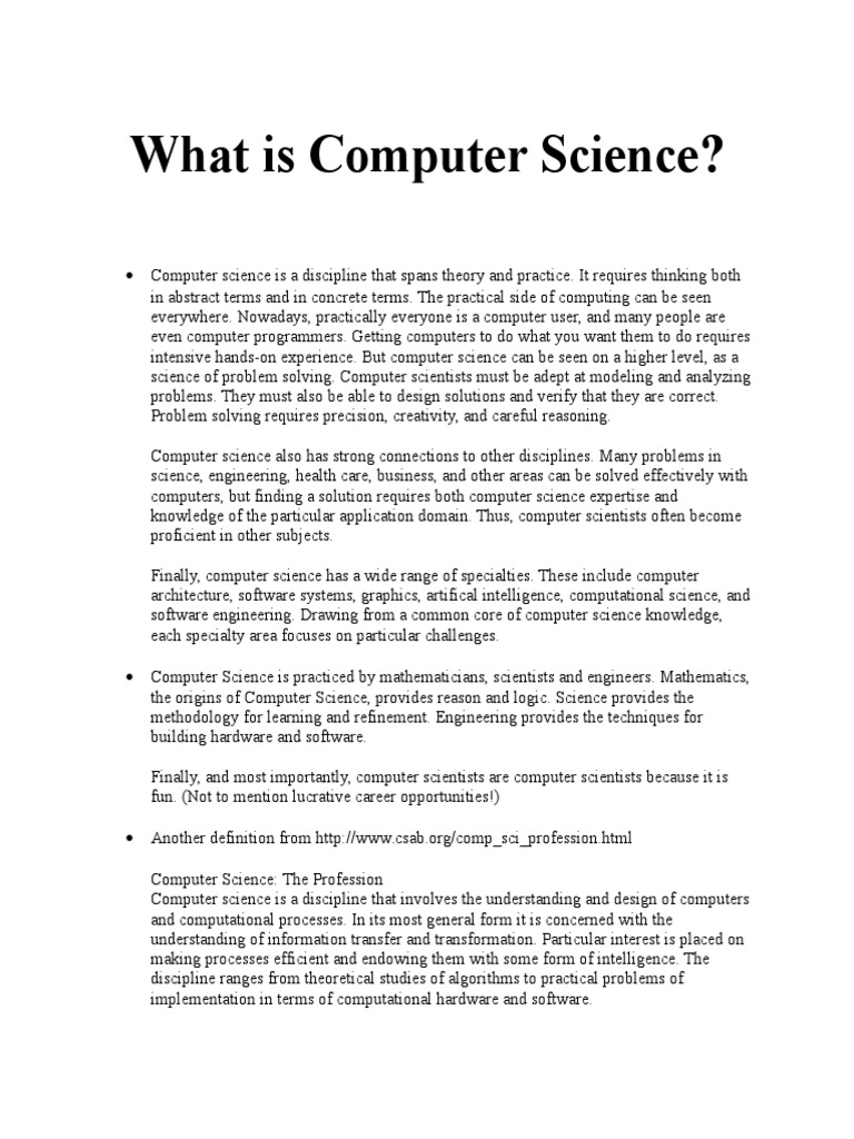 What Is Computer Science | PDF | Computer Science | Science
