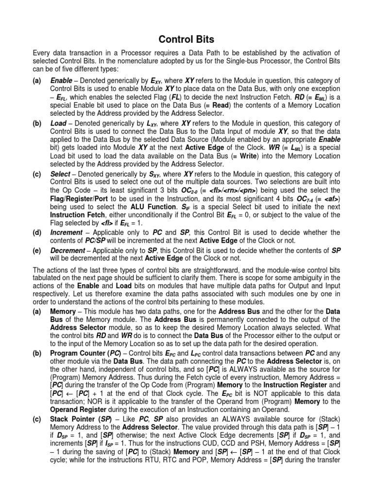 Control Bits | PDF | Instruction Set | Central Processing Unit