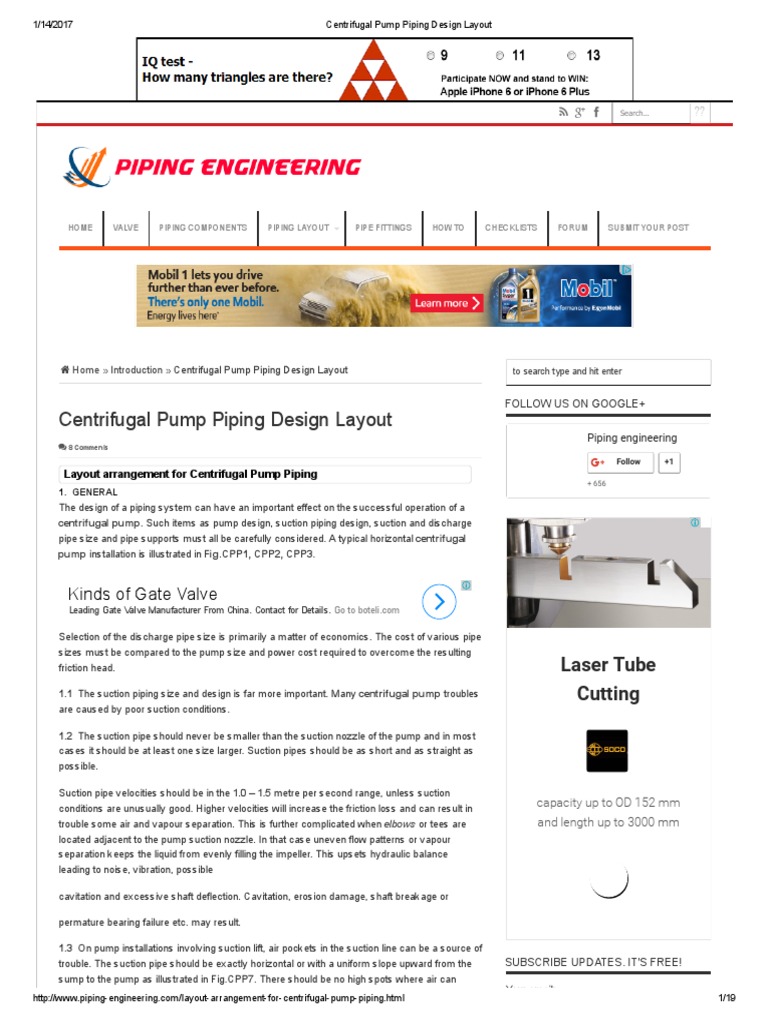 Centrifugal Pump Piping Design Layout | Download Free PDF | Pump | Pipe ...
