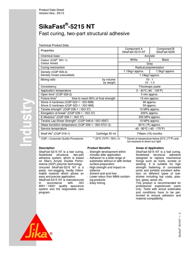 SikaFast 5215 - PDS OK PDF | PDF | Adhesive | Adhesion