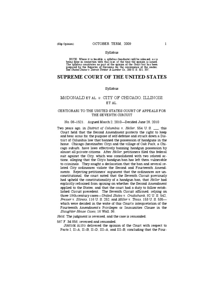 McDonald v. City of Chicago | PDF | Politics | Social Science