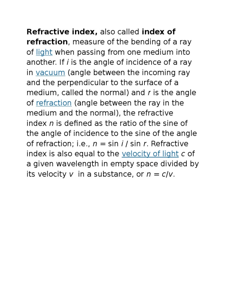 Refractive Index | PDF