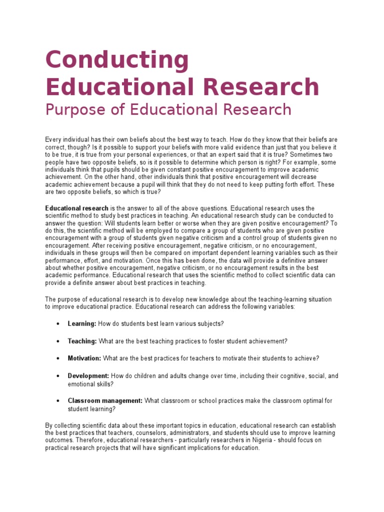Conducting Educational Research | PDF | Educational Psychology ...