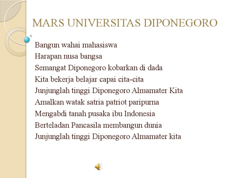 Mars Universitas Diponegoro | PDF | Perjalanan | Seni & Disiplin Bahasa