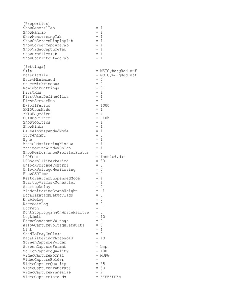 MSIAfterburner CFG | PDF | Computer Architecture | Computing