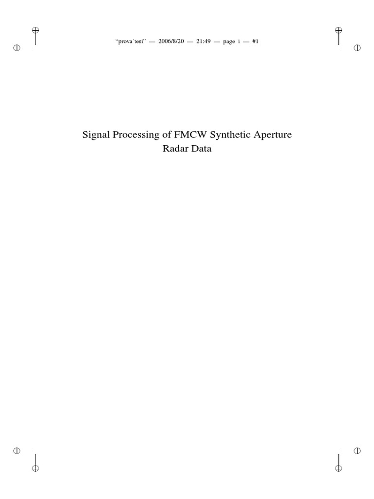 Signal Processing of FMCW Synthetic Aperture Radar Data | PDF