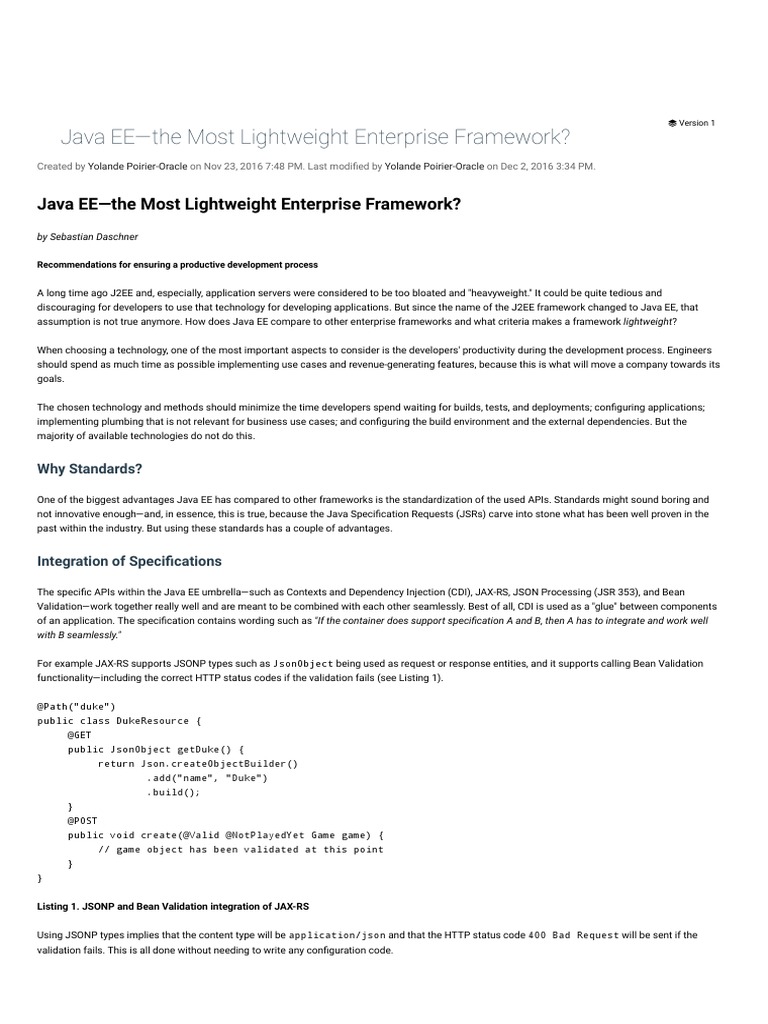 Java EE-is It The Most Lightweight Enterprise Framework | PDF | Java ...