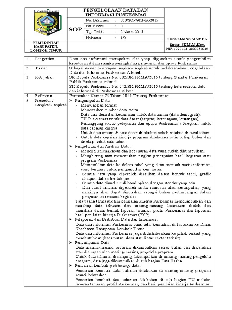 SOP DatIn Bagan | PDF