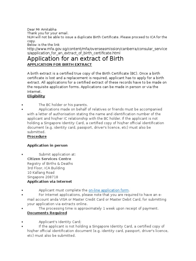 Application For An Extract of Birth | PDF | Identity Document | Birth ...