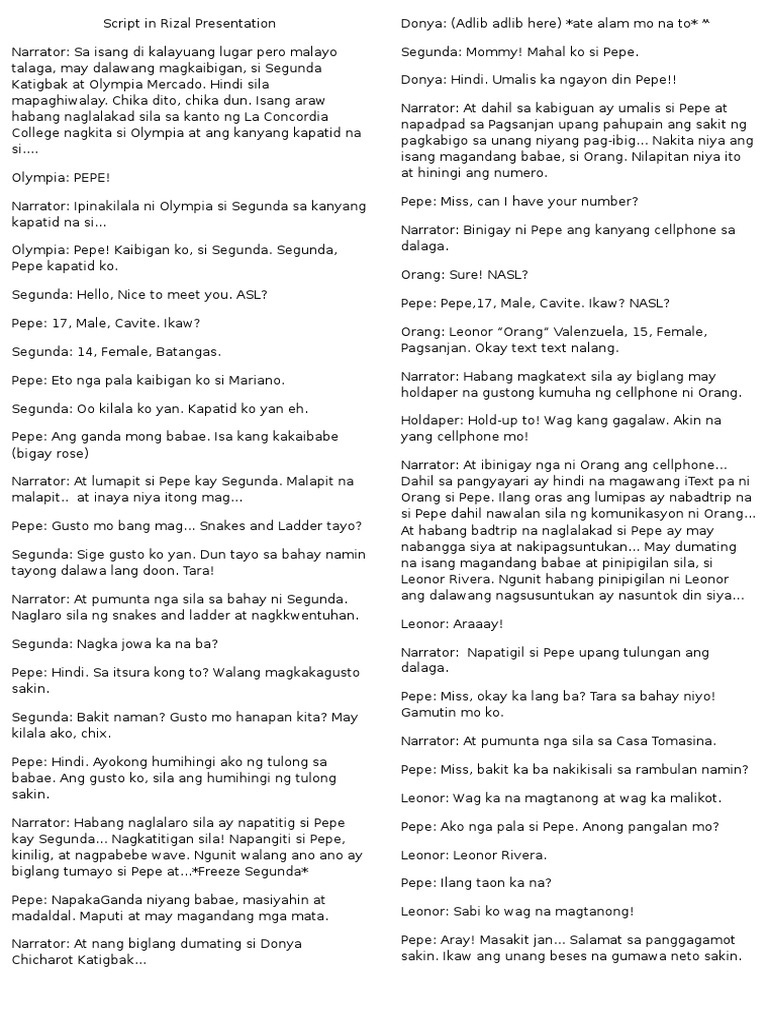 Rizal Script Full Version | PDF