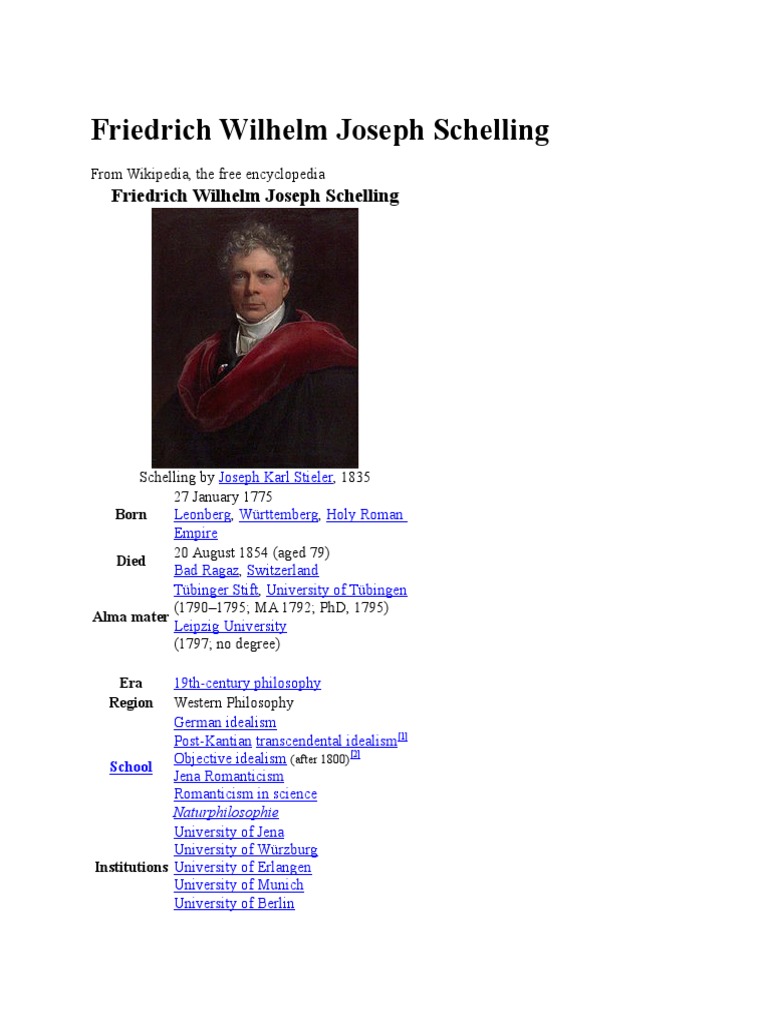 Friedrich Schelling: German Idealism Philosopher | PDF | Georg Wilhelm ...