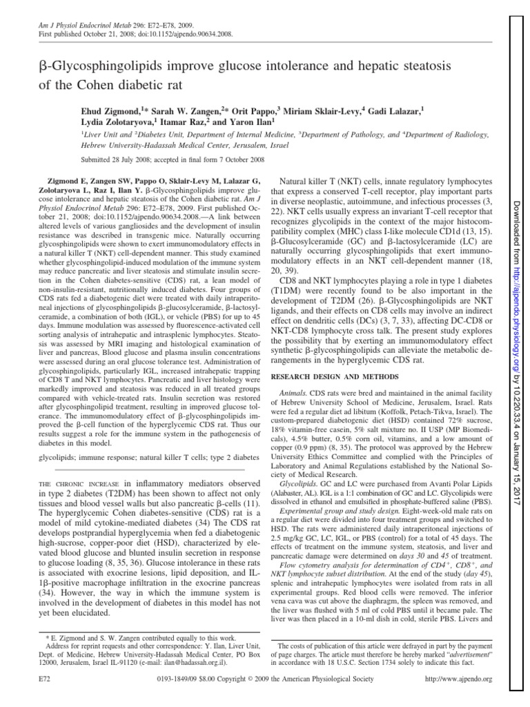 Prof. Yaron Ilan - Glycosphingolipids Improve Glucose Intolerance and ...