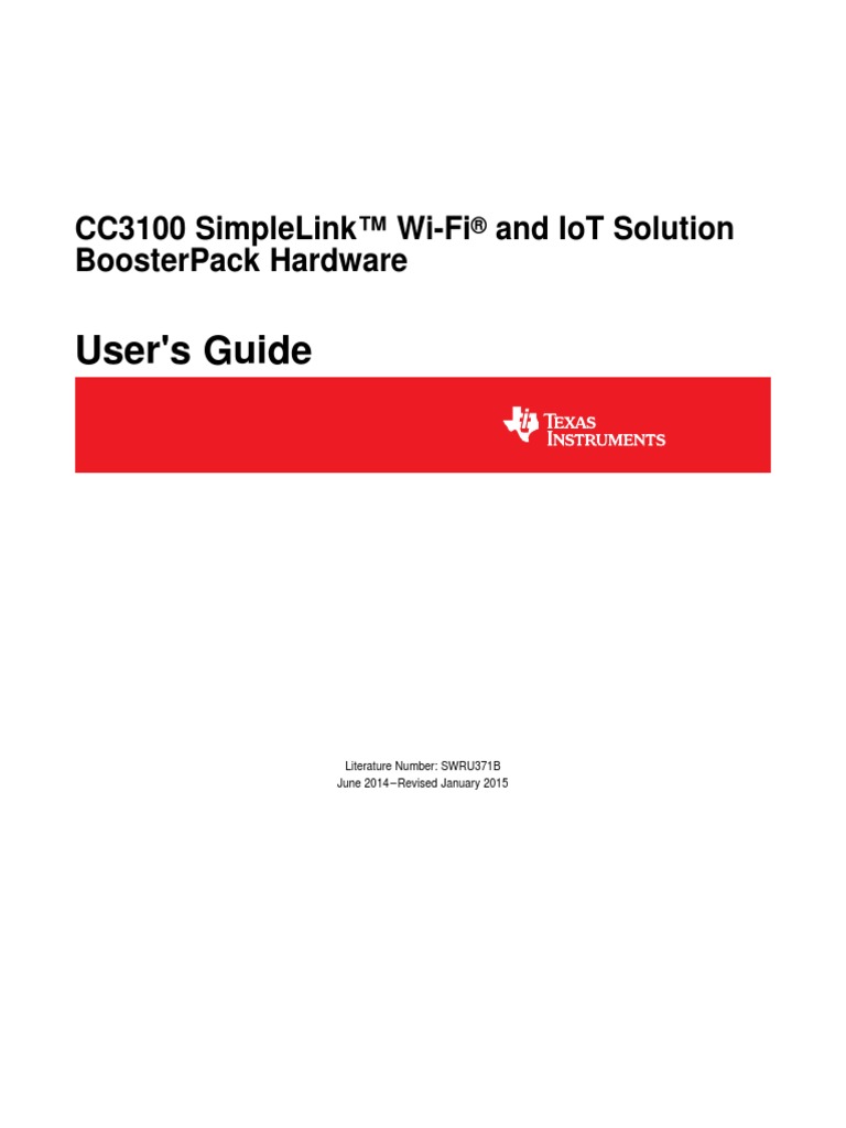 User'S Guide: Cc3100 Simplelink™ Wi-Fi and Iot Solution Boosterpack Hardware | PDF ...