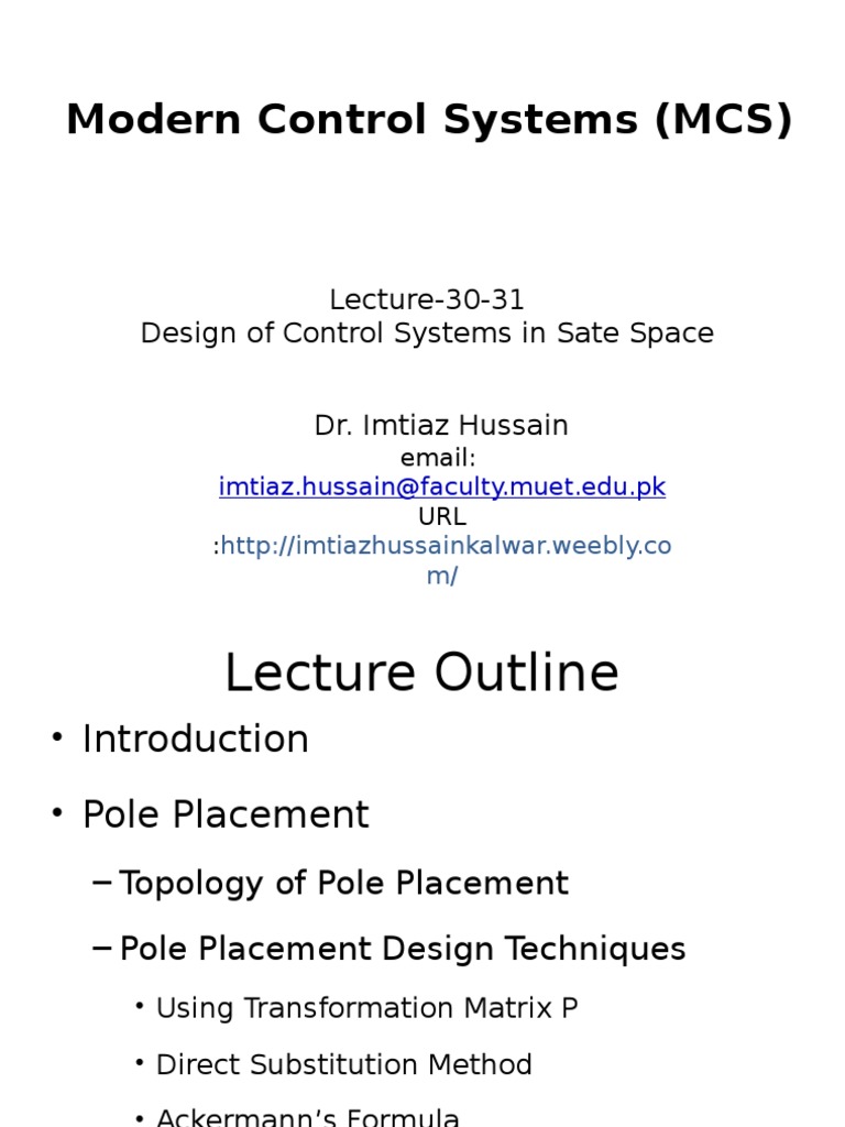 State-Space Control Design Guide | PDF | Control Theory | Matrix ...