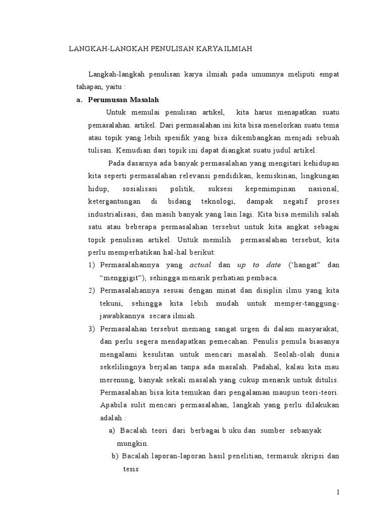Langkah Langkah Menulis Karya Ilmiah | PDF