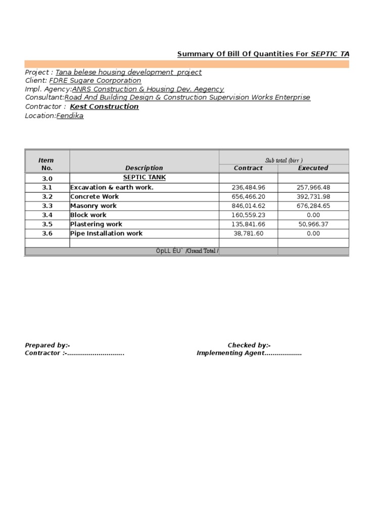 SEPTIC TANK BILL OF QUANTITIES | PDF | Masonry | Mortar (Masonry) SEPTIC TANK BILL OF QUANTITIES | PDF | Masonry | Mortar (Masonry)