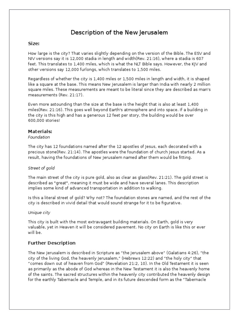Dimensions of the Heavenly City: A Comprehensive Description of the New ...
