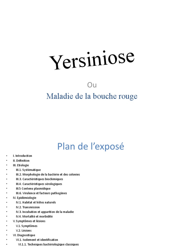 Plan de L'exposé Yersiniose | PDF | Biologie | Statistiques médicales