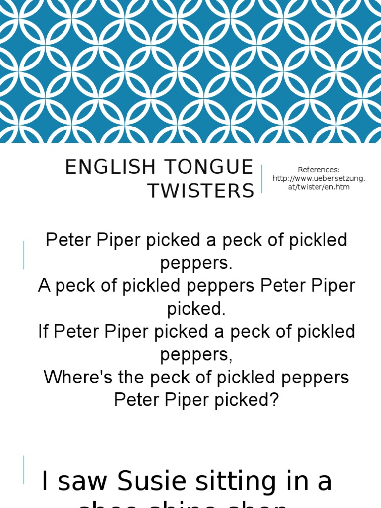 English Tongue Twisters | PDF