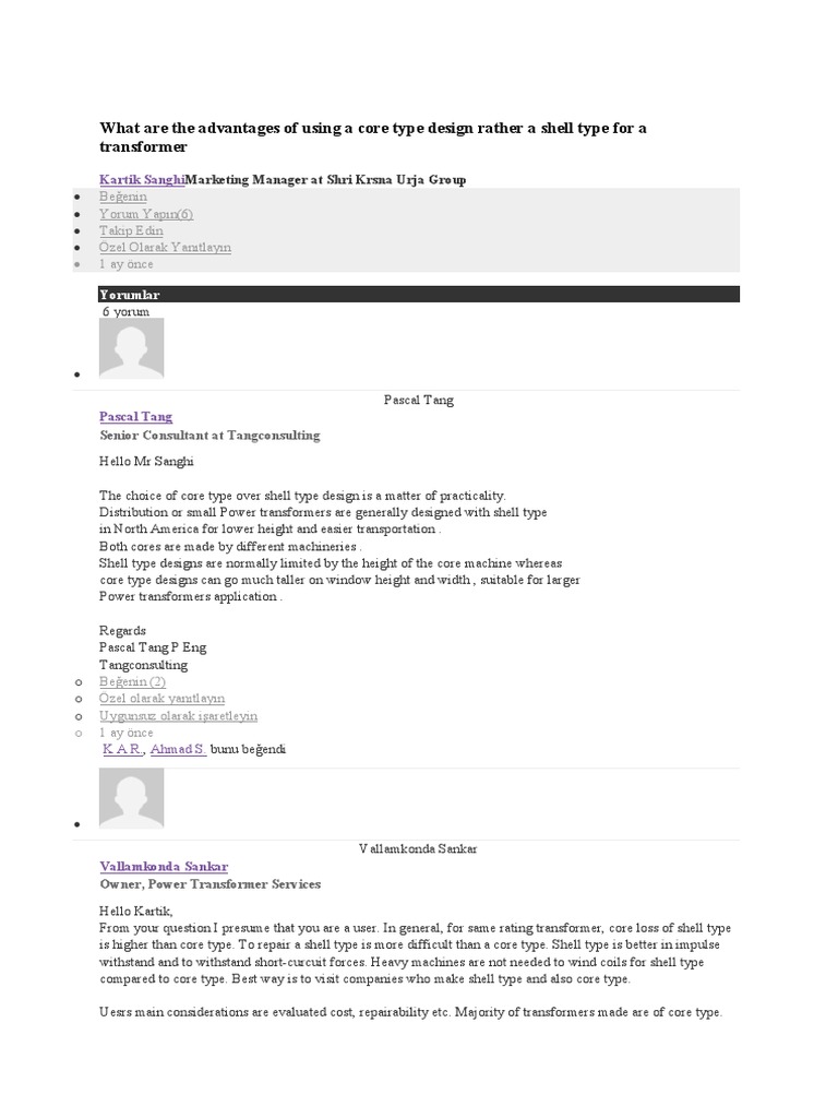 Advantages of Using A Core Type Design Rather A Shell Type | PDF ...