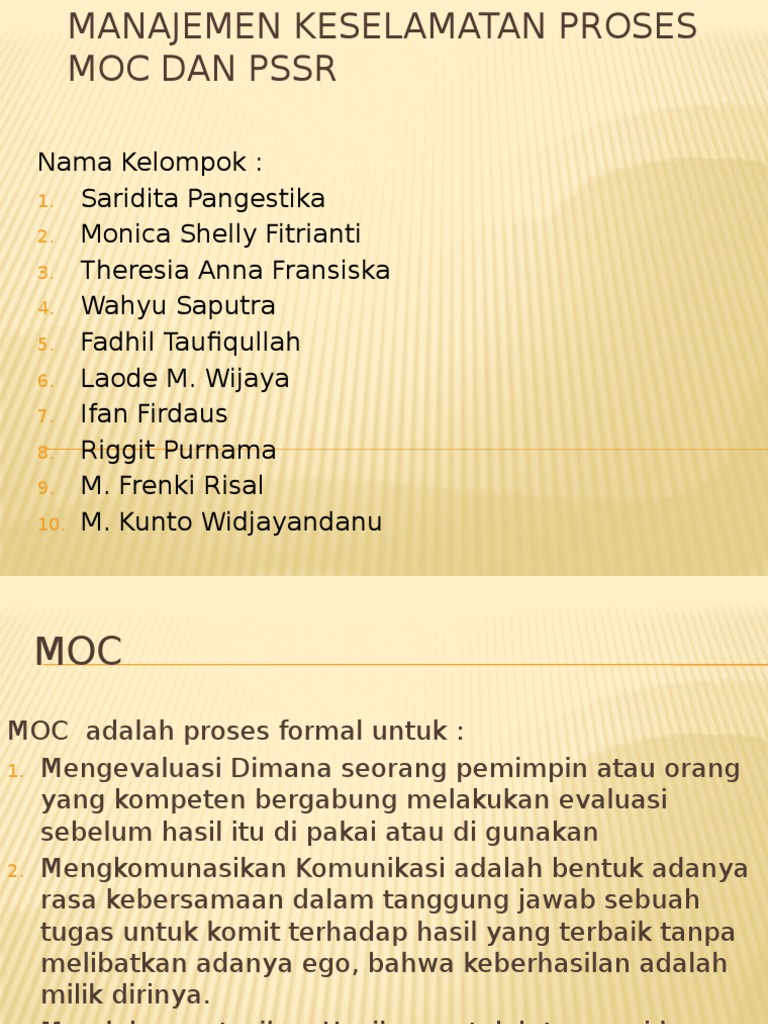 Manajemen Keselamatan Proses MOC dan PSSR | PDF | Teknologi & Rekayasa