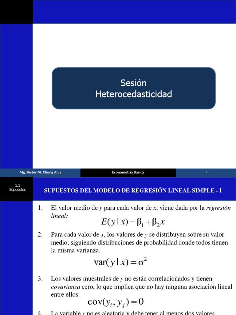 Heterocedasticidad Teoria | Econometría | Análisis de regresión ...