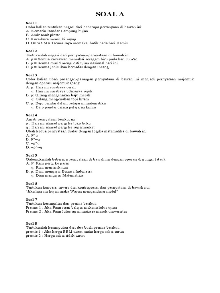 Soal A - Logika MTK | PDF